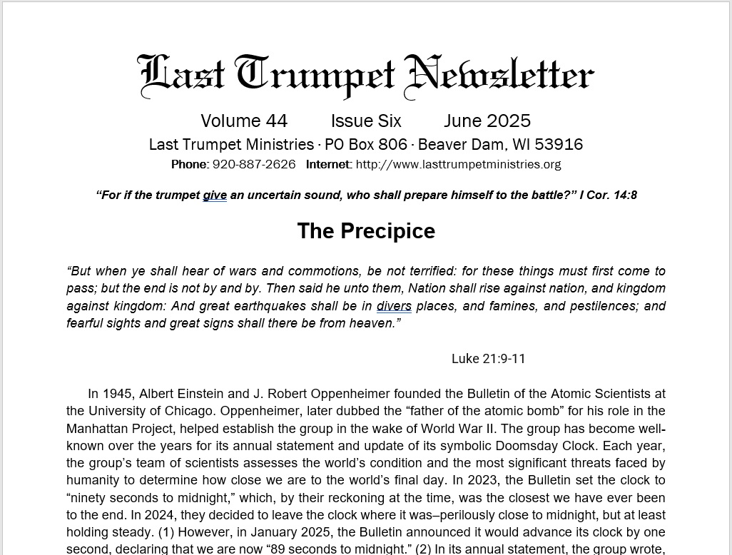 Last Trumpet Newsletter - June 2025