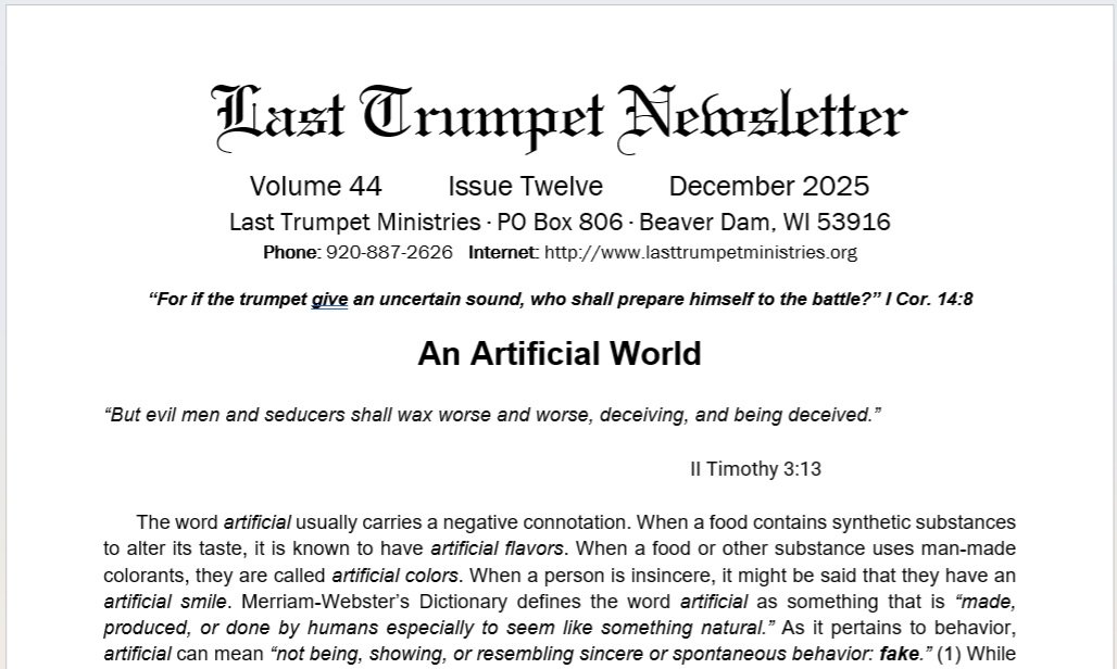 Last Trumpet Newsletter - December 2025