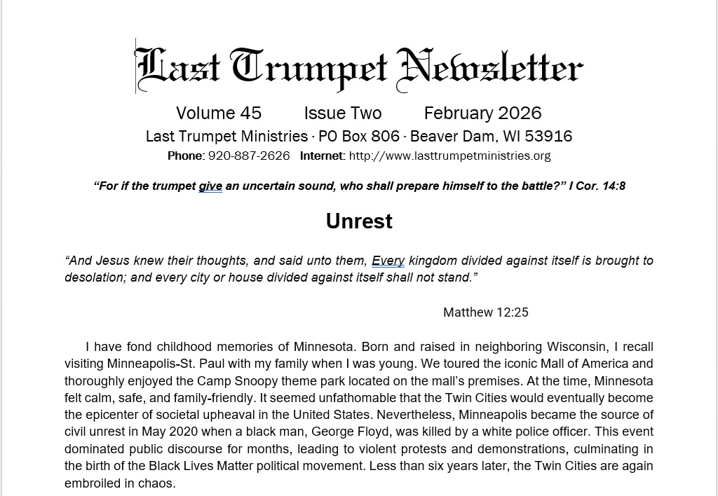 Last Trumpet Newsletter - February 2026