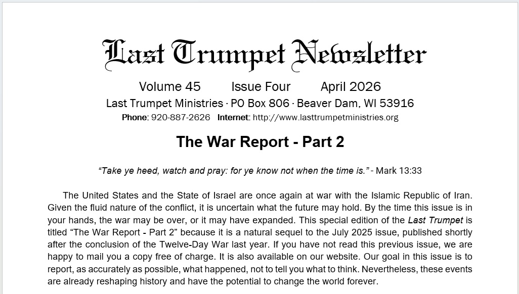 Last Trumpet Newsletter - April 2026